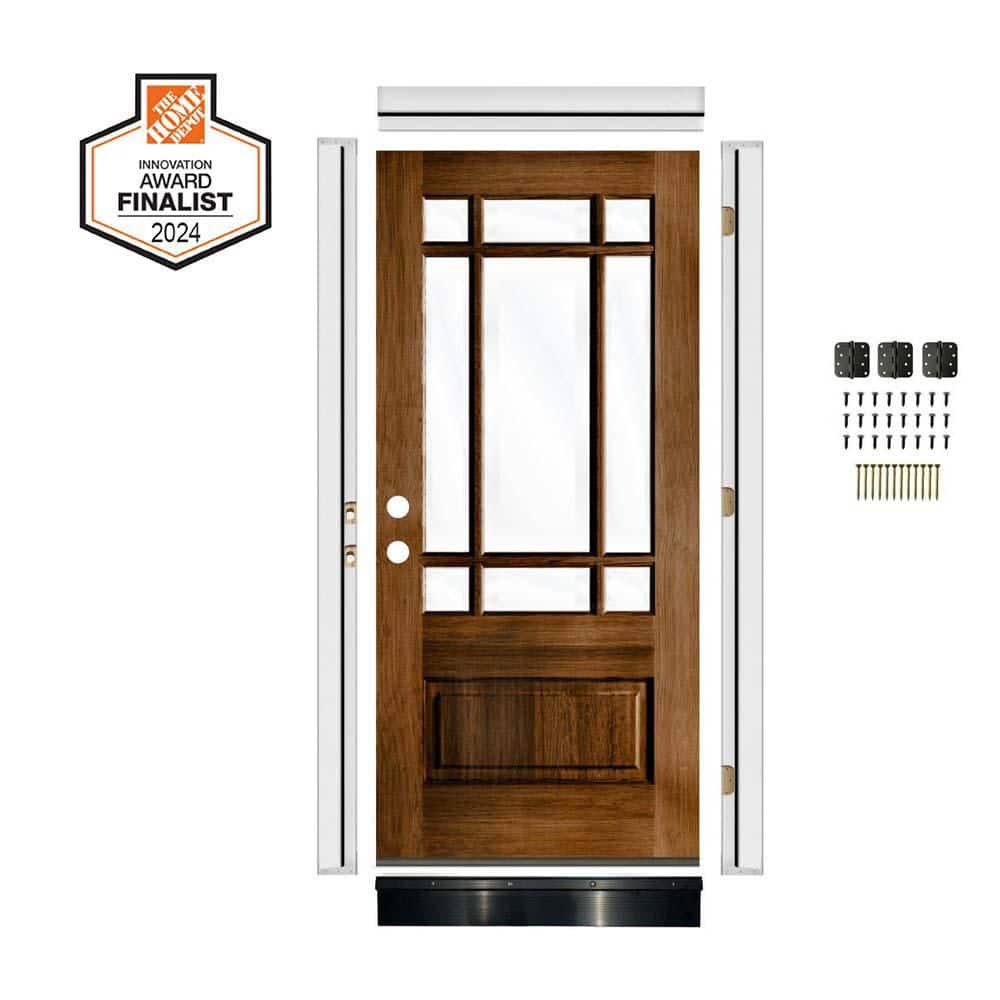 Krosswood Doors DIY 36 in. x 80 in. Prairie Hemlock RightHand 9Lite ...