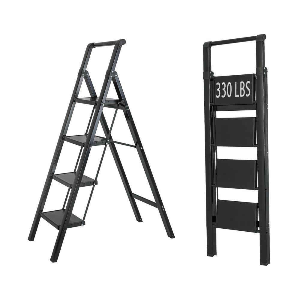 Tatayosi 4-Step Steel Folding Step Stool Ladder 330 lbs. Load Capacity ...