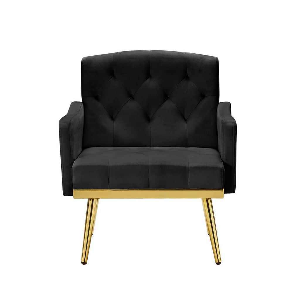 YOFE Black Comfy Upholstered Modern Velvet Accent Chair for Living Room ...