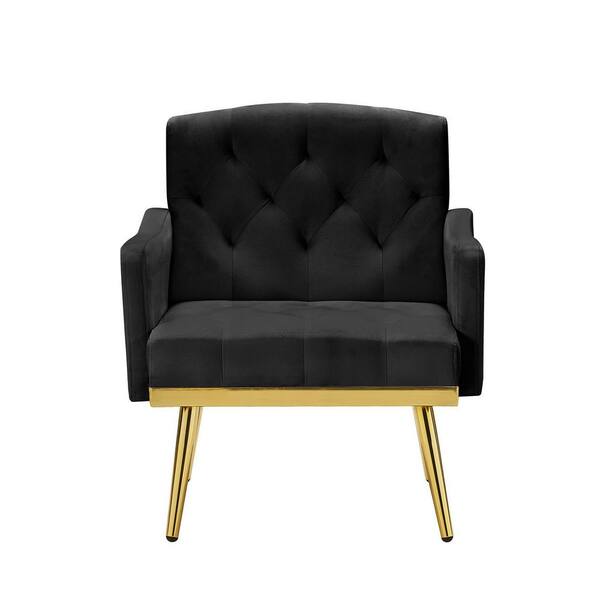 YOFE Black Comfy Upholstered Modern Velvet Accent Chair for Living Room ...