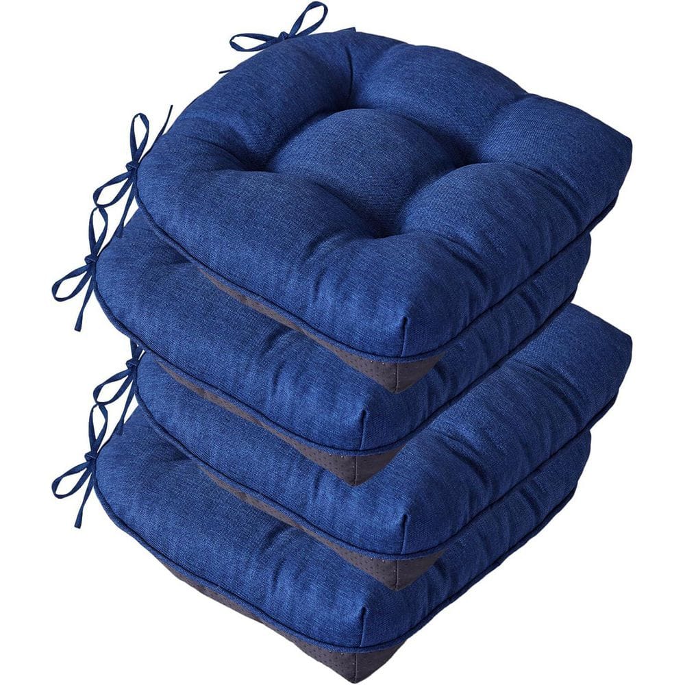 Afoxsos Blue Non Slip Chair Pad Seat Cushions with Ties and Tufted Foam ...