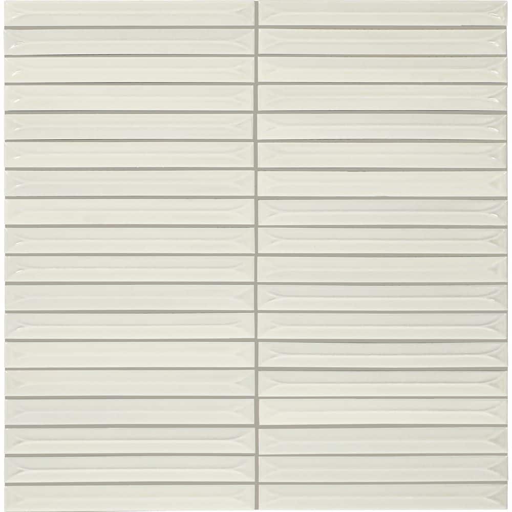 Daltile Artefino Vintage Pearl 12 in. x 12 in. Glossy Porcelain Pyramid ...