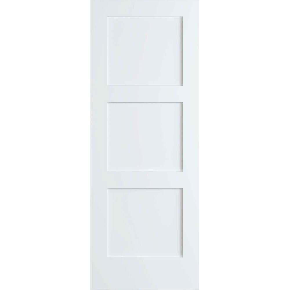 Frameport 24 in. x 96 in. Shaker 3-Panel Solid Wood Pine/MDF Wood ...