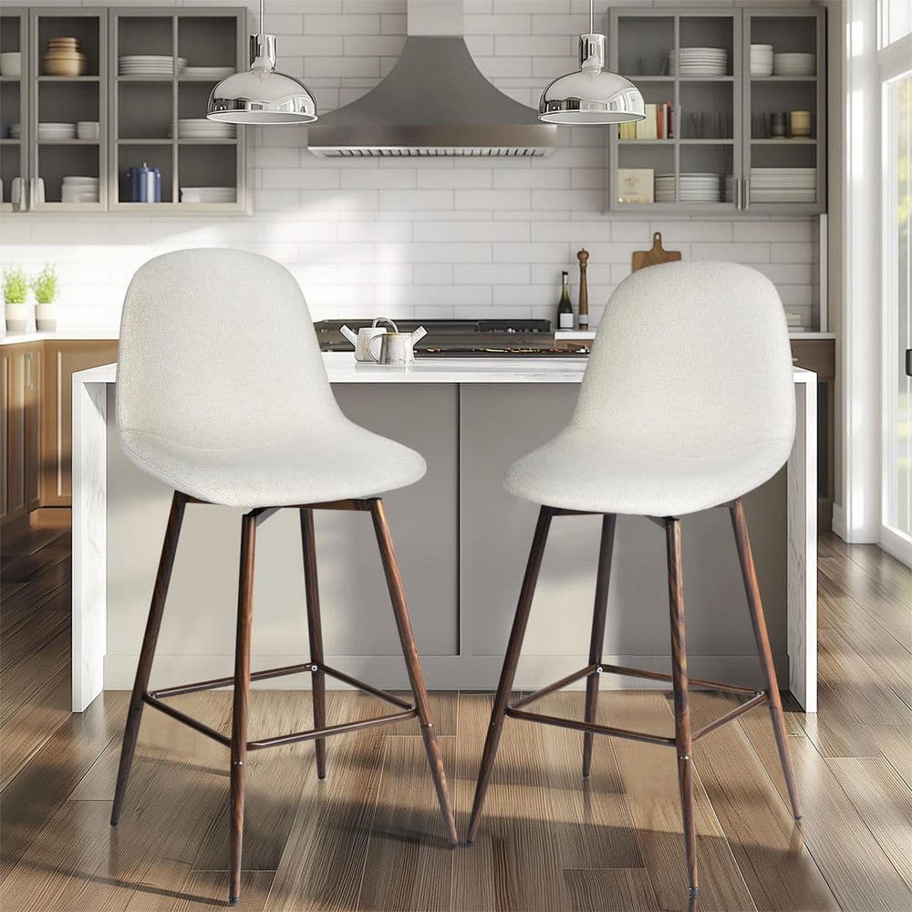 Homy Casa Charlton Linen Beige Fabric 26 in. Counter Height Swivel Bar ...