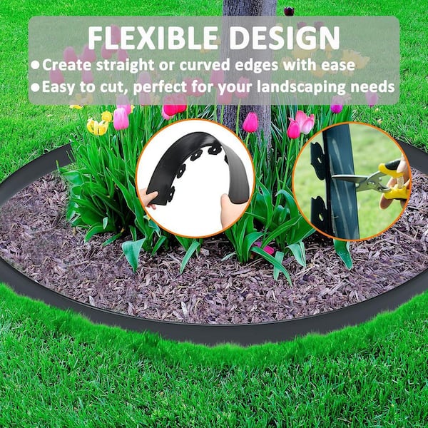 No Dig Kit 100 Ft No-Dig - 4 Inch Tall Black Plastic Border With 150 ...