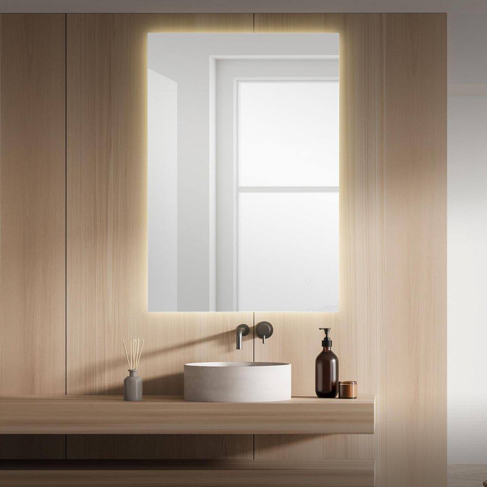 JONATHAN Y Nora 26 in. W x 38 in. H Small Rectangular Frameless Antifog ...