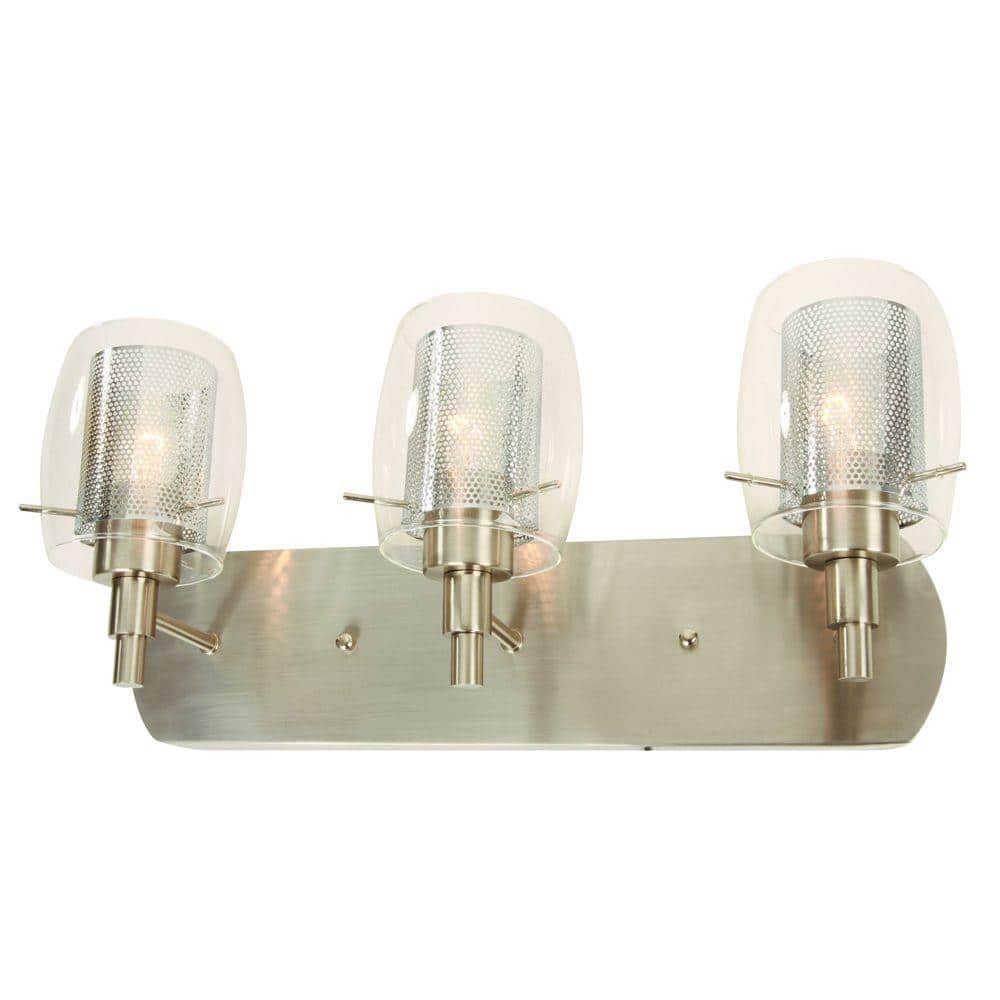 Hampton Bay Lettie 3-Light Brushed Nickel Vanity Light 18759-4 - The ...