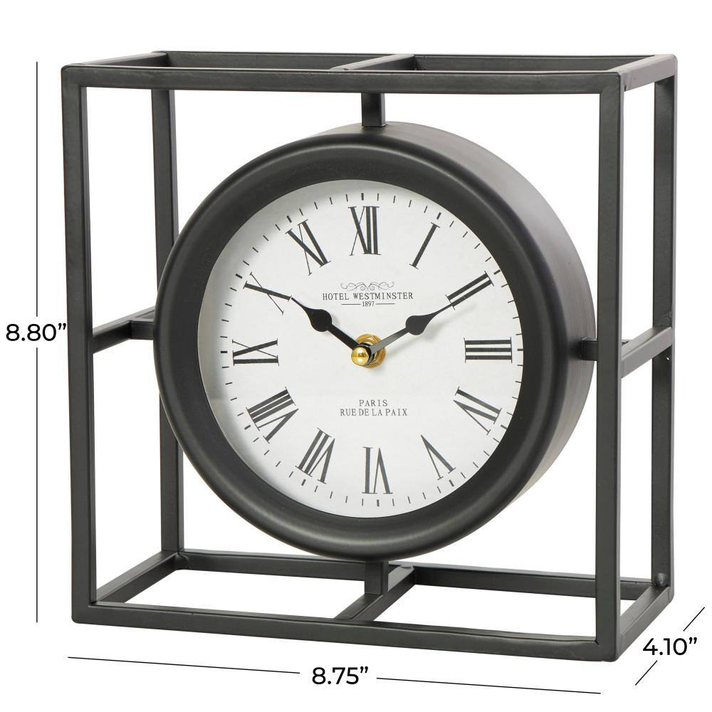 Litton Lane 9 in. x 9 in. Black Metal Geometric Clock with Open Square ...