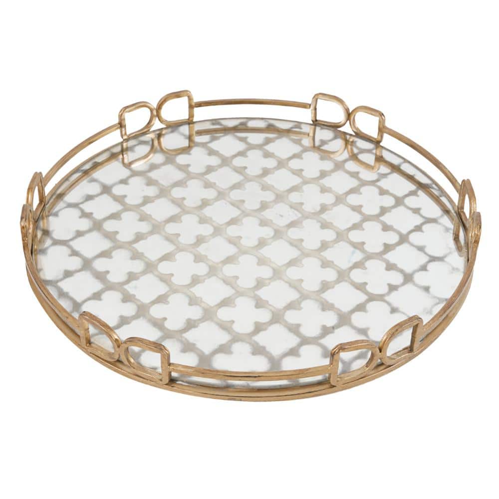 Benjara Gold Decorative Tray BM285515 - The Home Depot