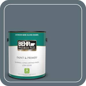 BEHR PREMIUM PLUS 8 oz. #N480-6 NYPD Flat Interior/Exterior Paint ...