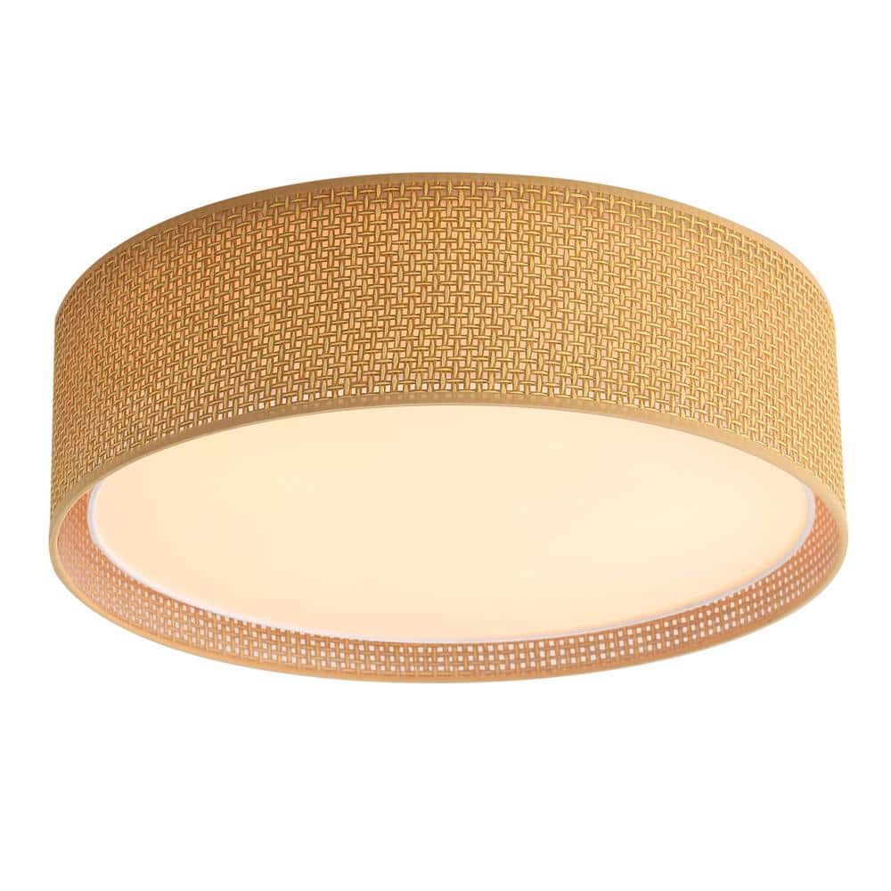WINGBO 15.7 in. 3-Light Drum Flush Mount, Sepia Finish WBFM-KY11-SP ...