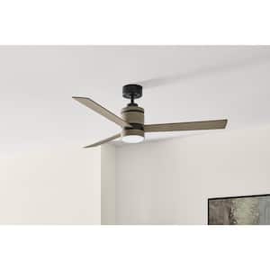 Hampton Bay Pavilion 56 in. Indoor Satin Nickel Ceiling Fan with ...