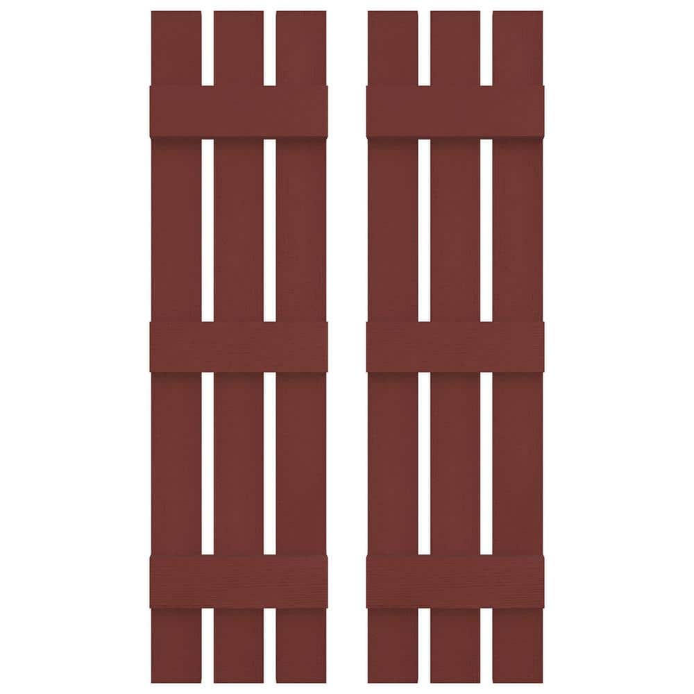 Builders Edge 12 in. W x 80 in. H Vinyl Exterior Spaced Board and Batten Shutters Pair in ...