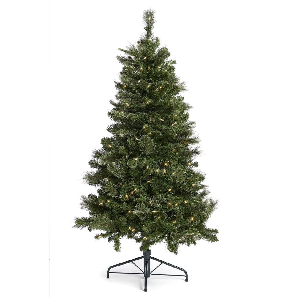 Home Heritage 5 ft. Green Prelit LED Cashmere Artificial Christmas Tree ...