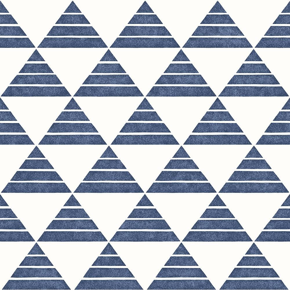 A-Street Prints Summit Blue Triangle Paper Strippable Roll Wallpaper ...