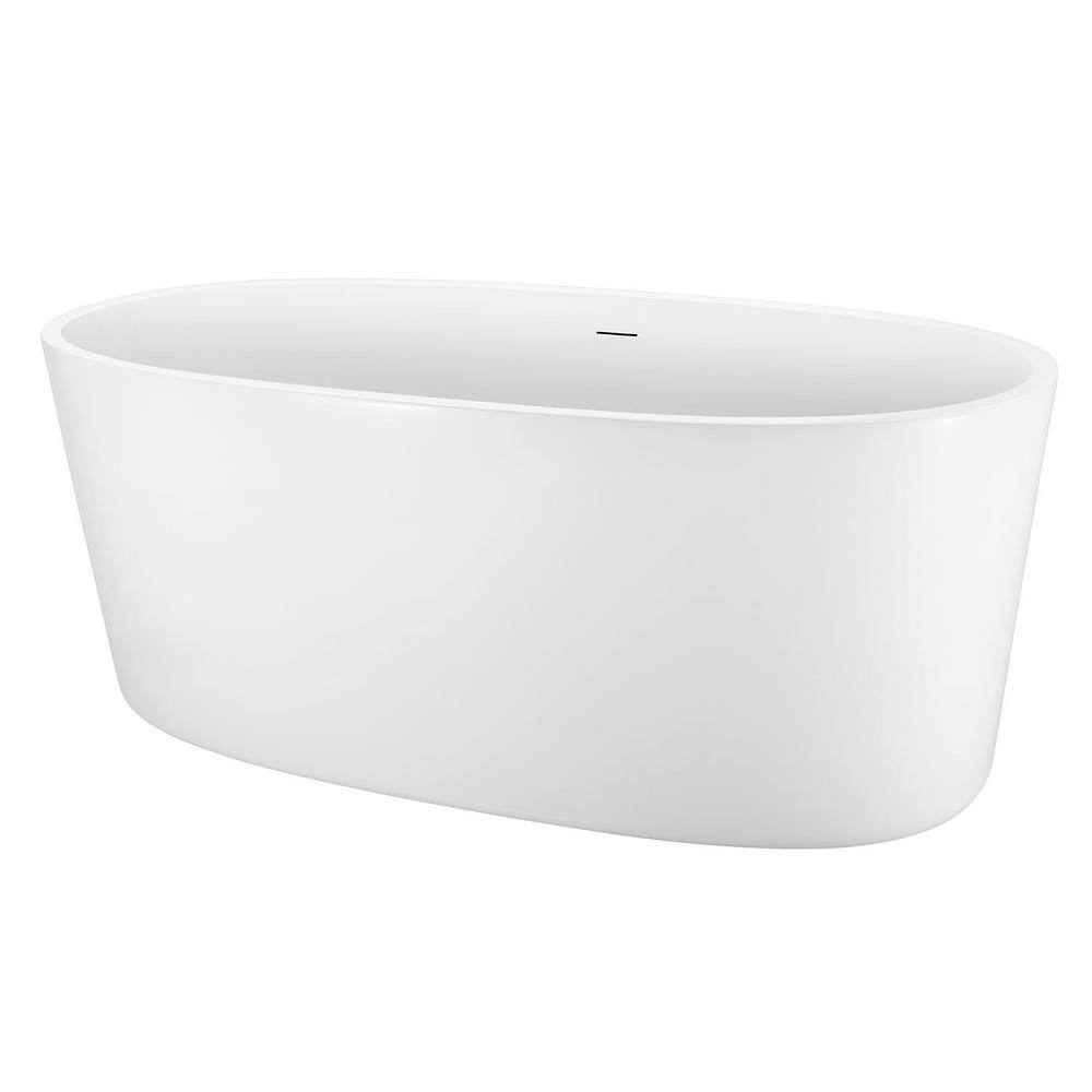 58.5 in. Acrylic Flatbottom Non-Whirlpool Bathtub in White H0420-Baub ...