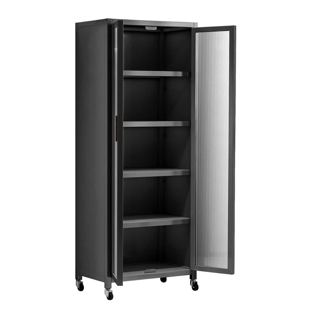 GQB 5-Tier Double Open Door Kitchen Pantry Organizers Cabinet in Gray ...