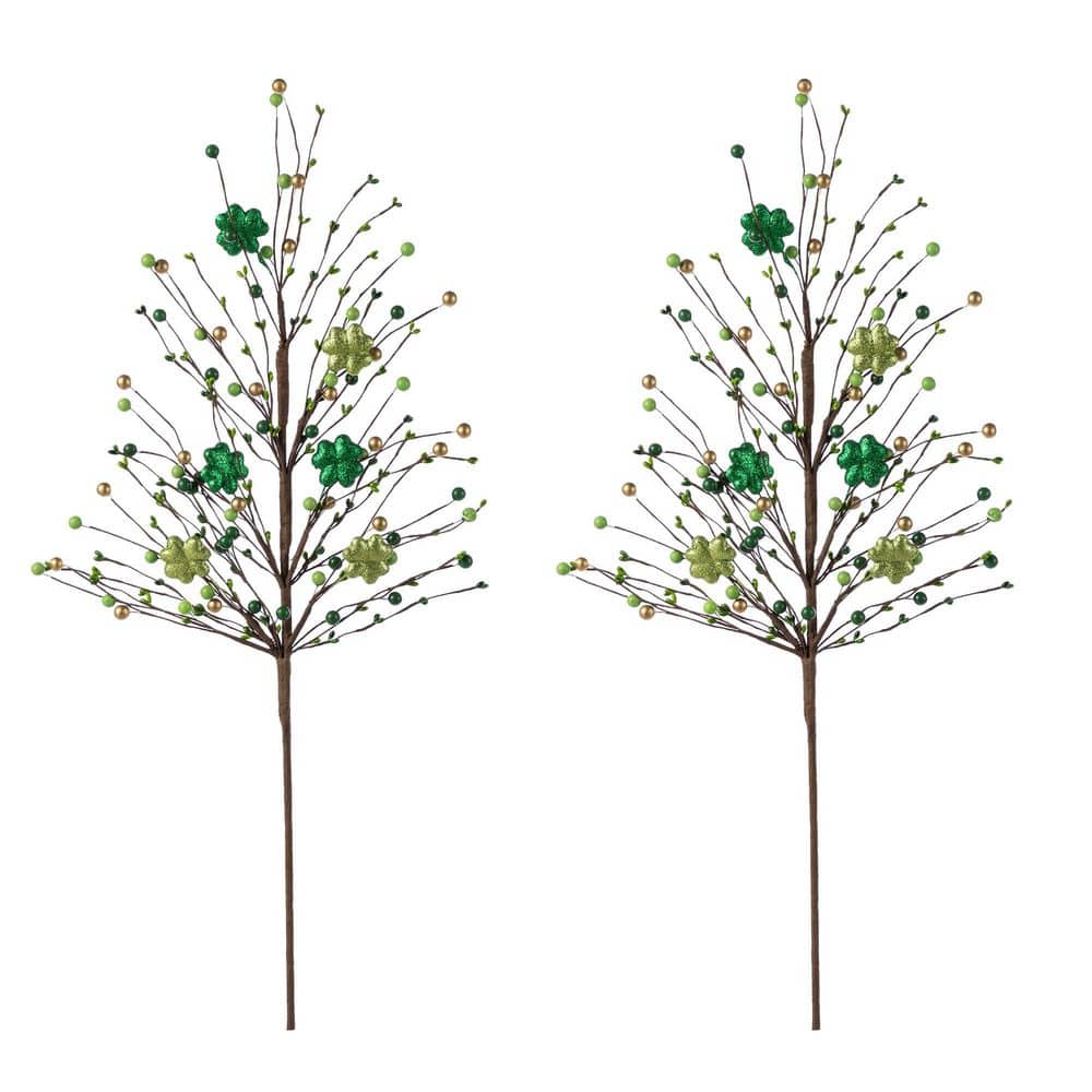 Glitzhome 28 in. H Set of 2 St. Patrick's Berry and Shamrock Picks ...