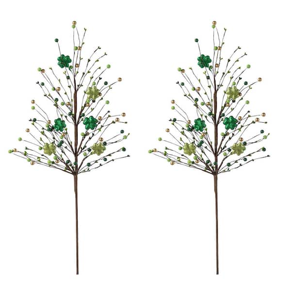 Glitzhome 28 in. H Set of 2 St. Patrick's Berry and Shamrock Picks ...