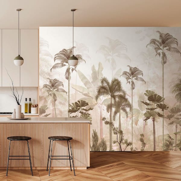 Veer Decor Vintage Tropical Palms Wall Mural 8253-BN - The Home Depot