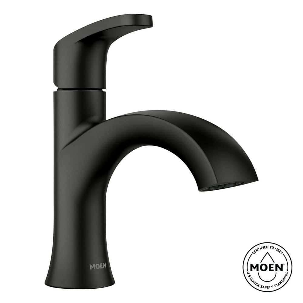MOEN Karis Single Hole Single Handle Bathroom Faucet in Matte Black ...