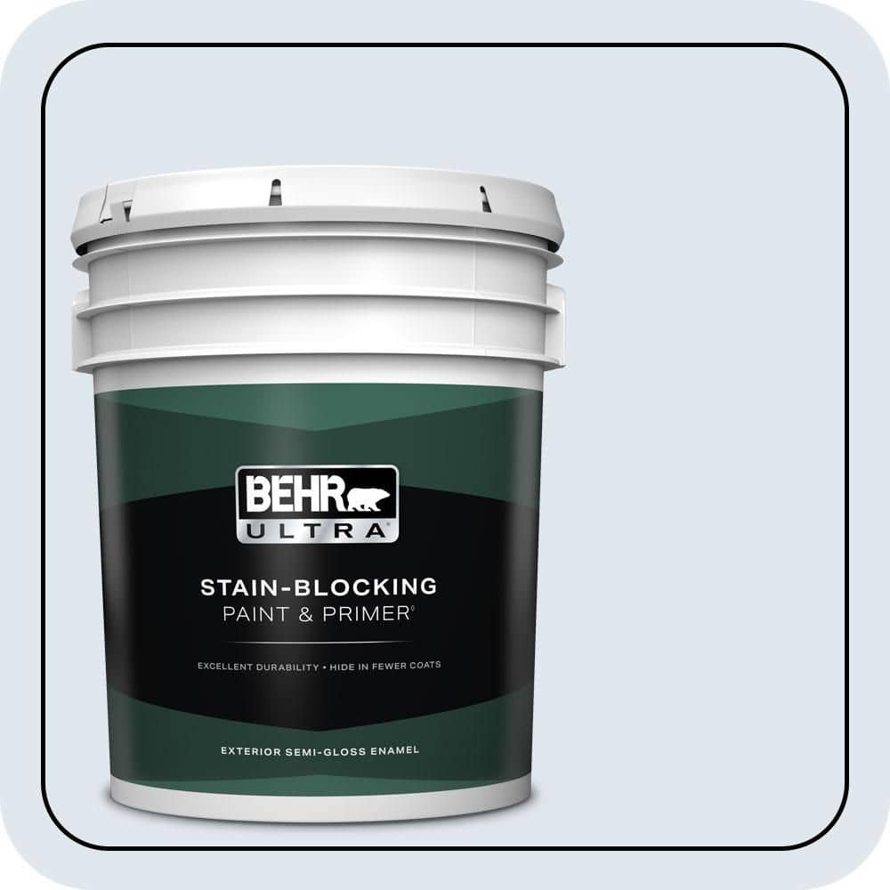 BEHR ULTRA 5 gal. #590C-1 Morning Haze Semi-Gloss Enamel Exterior Paint ...