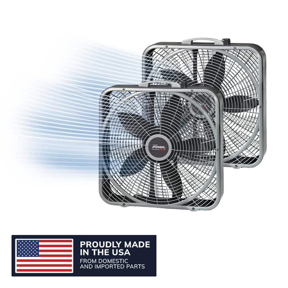 Lasko Power Plus 20 in. 3 Speed Box Fan for Home in Gray w/ Weather ...
