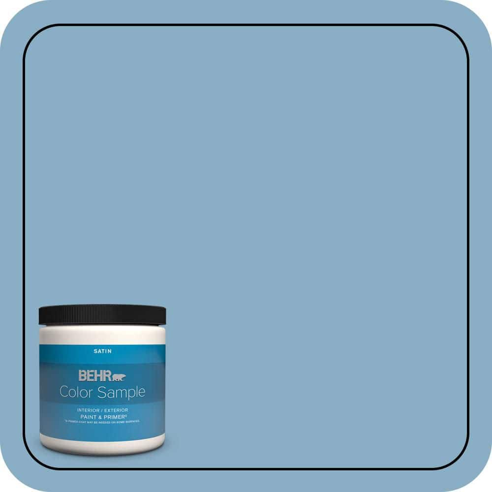 BEHR PREMIUM PLUS 8 oz. #S500-4 Chilly Blue Satin Enamel Interior ...