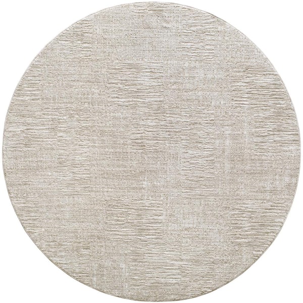 Livabliss Masterpiece Light Gray Modern 8 ft. Round ft. Indoor Area Rug ...