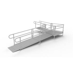EZ-ACCESS PATHWAY 18 ft. L-Shaped Aluminum Wheelchair Ramp Kit w/Solid ...