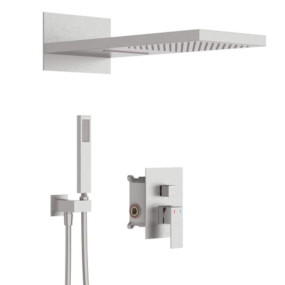 Lukvuzo 22 in. 3-Spray 2 gpm Dual Shower System Set with Rectangle Head ...