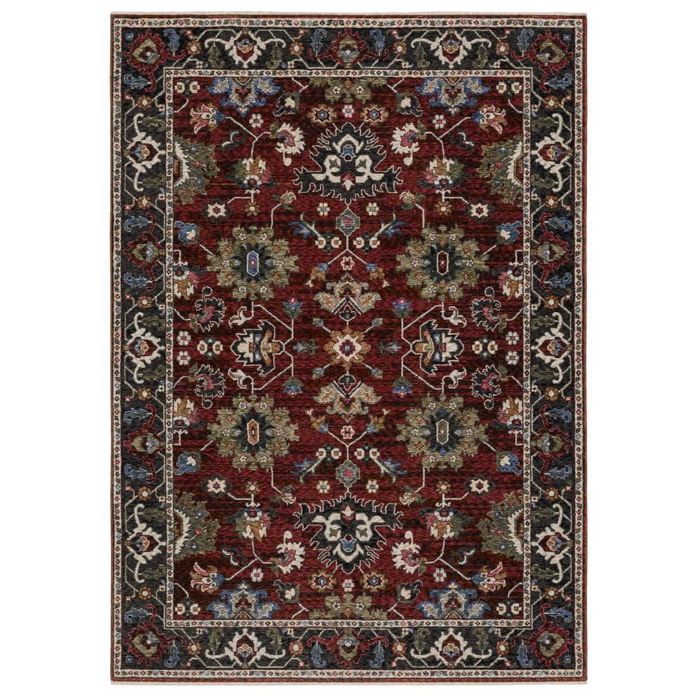 AVERLEY HOME Hunter Red/Multi-Colored 8 ft. x 11 ft. Bordered Oriental ...