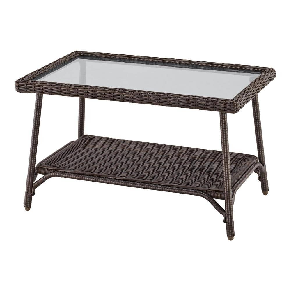 Reviews for StyleWell Emerald View Brown Rectangle Wicker Outdoor Coffee Table with Smoky Glass ...