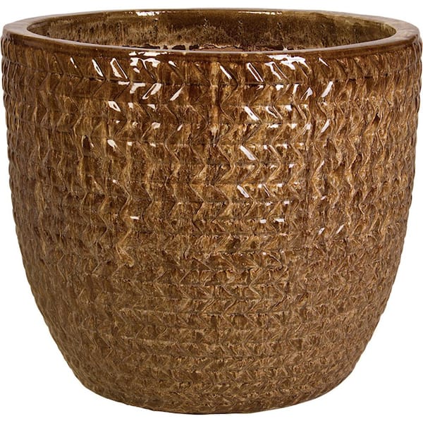 17 in. Kodiac Brown Ceramic Hiro Pot DG-178B-KOB - The Home Depot