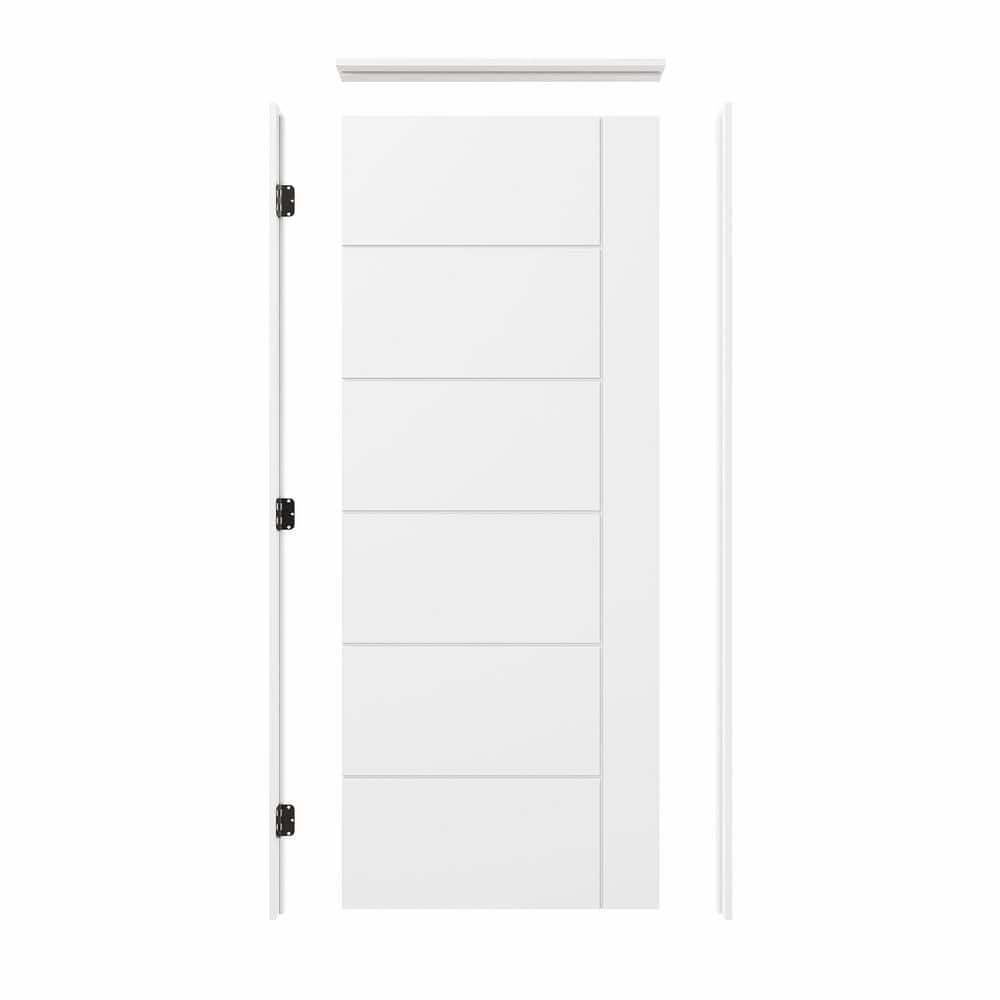 ARK DESIGN 32 in. x 80 in. 6-Panel Flush Right-Handed Painted Solid ...