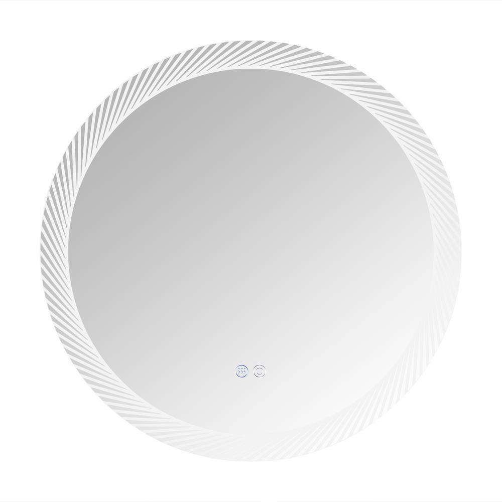 ARTCHIRLY 24 in. W x 24 in. H Frameless Round Frameless Anti-Fog LED ...