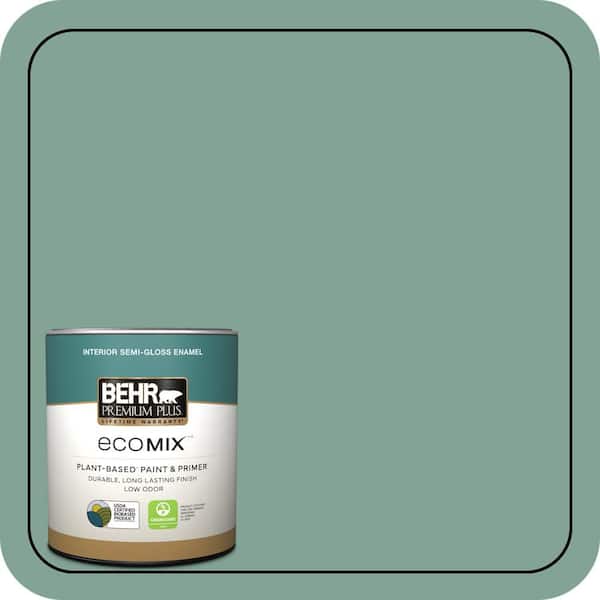 BEHR PREMIUM PLUS 1 qt. #470F-4 Aspen Aura Semi-Gloss Enamel EcoMix ...