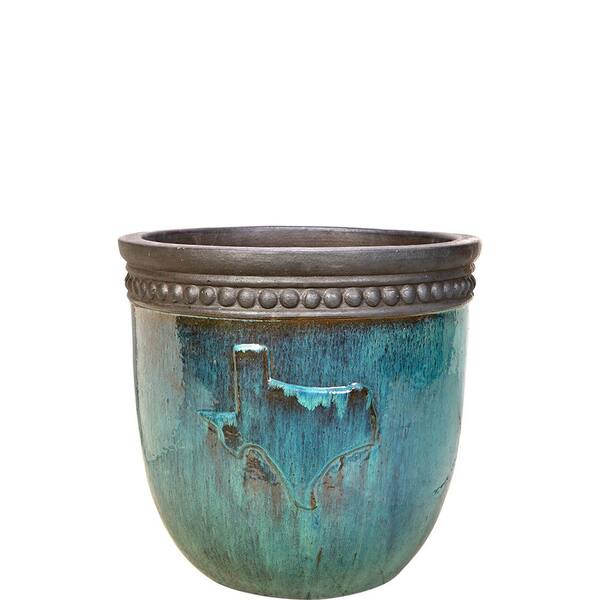 15 in. Turquoise Ceramic Texas Garden Planter VPX4-26A-TQ - The Home Depot