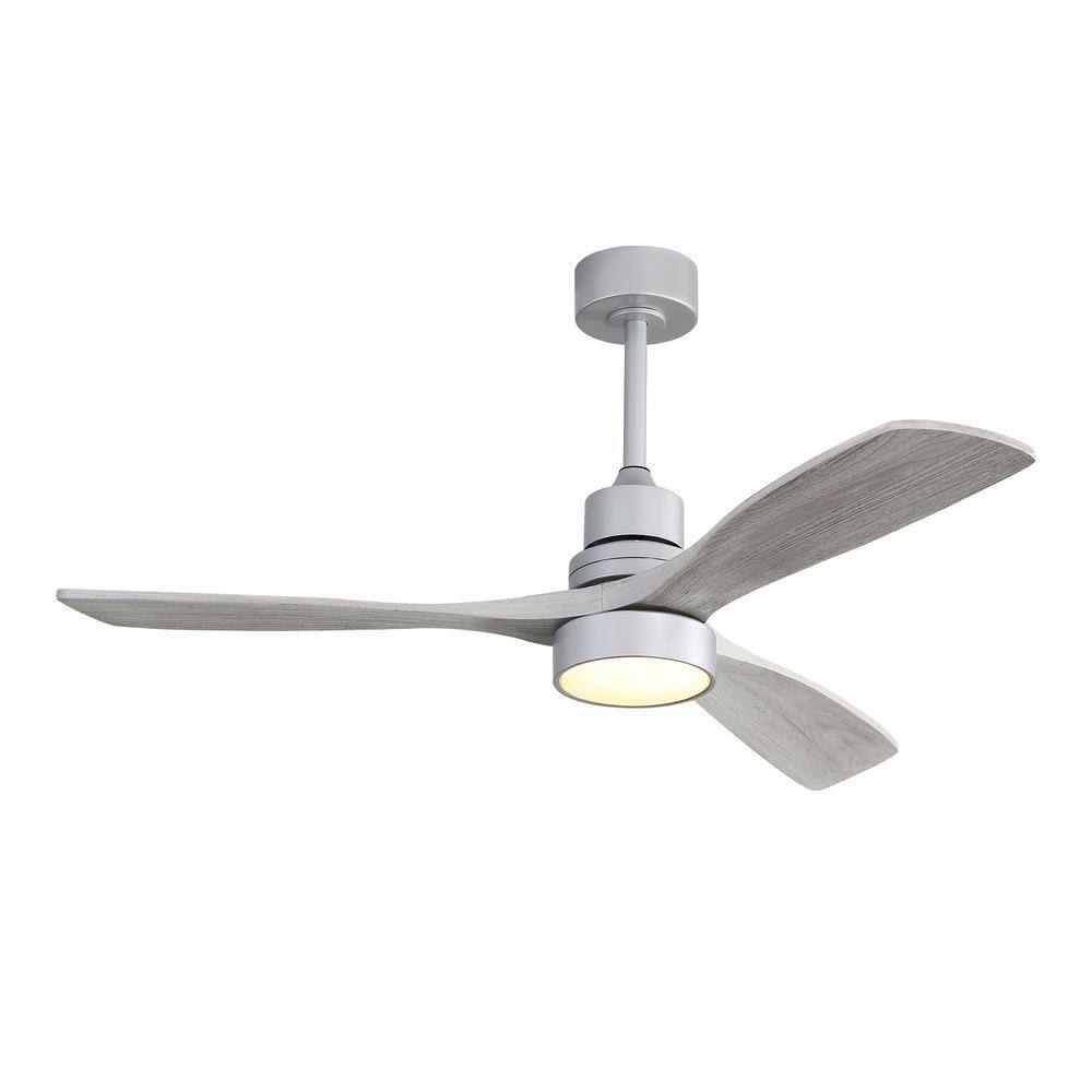 PUDO 52 in. Indoor Gray Ceiling Fan Integrated LED Lighting with Remote ...