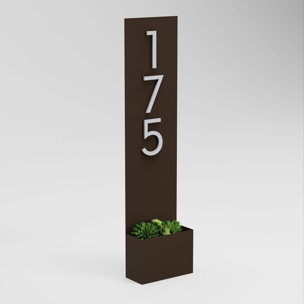 POST & PORCH Standing Tall Rectangle Address Planter standing-brown ...