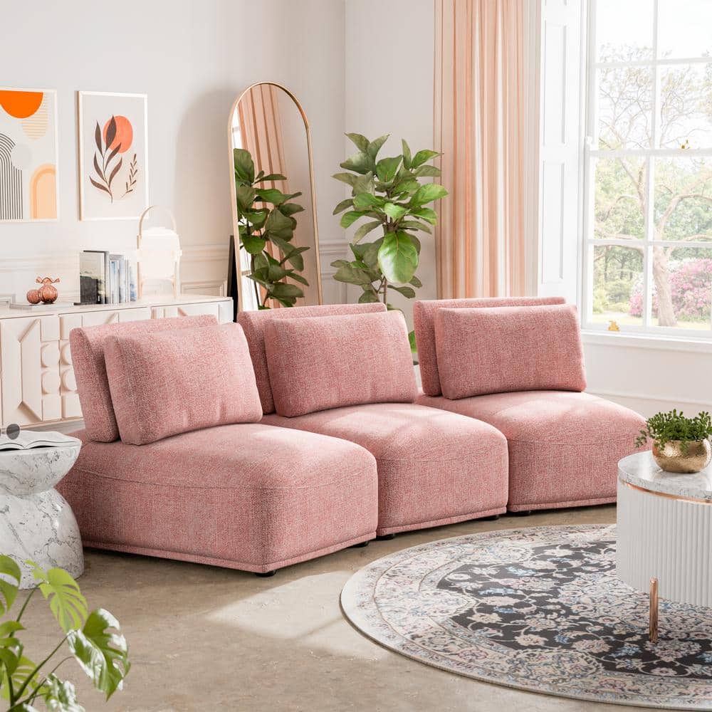 Curved pink sofa store
