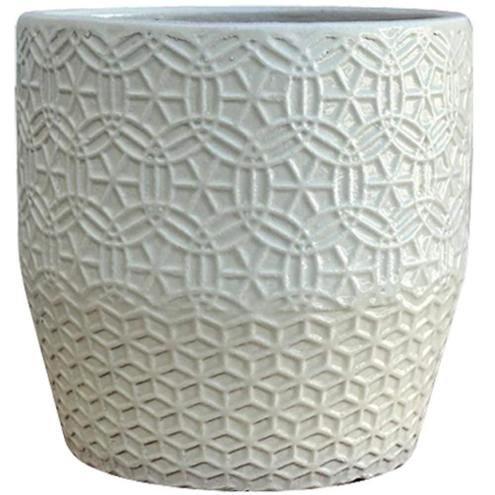 Vigoro Finley Medium White Round Indoor Planter (12 in. L x 12 in. W x ...