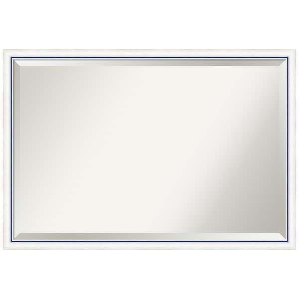 Amanti Art Morgan White Blue 38.25 in. x 26.25 in. Beveled Modern Rectangle Wood Framed Wall ...
