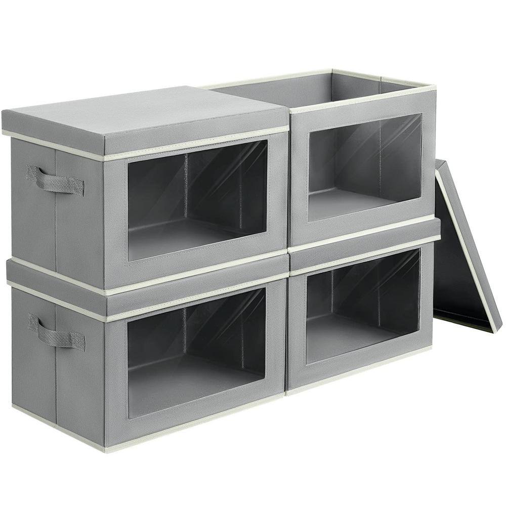 Afoxsos Portable Ligth Gray Non-Woven Fabric Decorative Box with Lid 4 ...