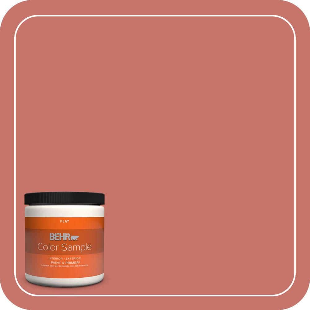 BEHR PREMIUM PLUS 8 oz. #180D-5 Sahara Sun Flat Interior/Exterior Paint ...