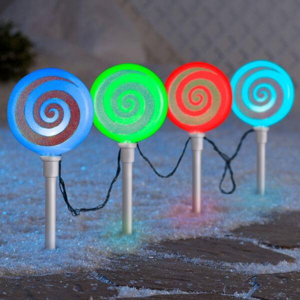 Gemmy Lollipop Pathway Stakes Colorful LED Peppermint Pathway Markers,