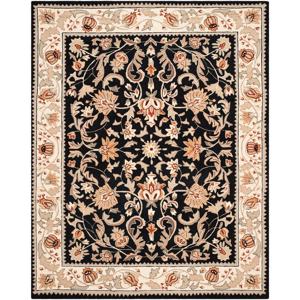 SAFAVIEH Easy Care Black/Ivory 9 ft. x 12 ft. Border Area Rug EZC101B-9 ...