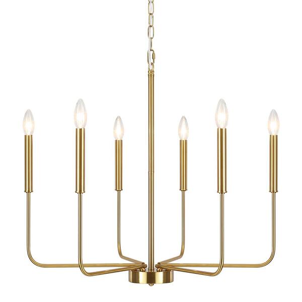 LWYTJO Classic 6-Light Brass Traditional Fixture Farmhouse Kitchen ...