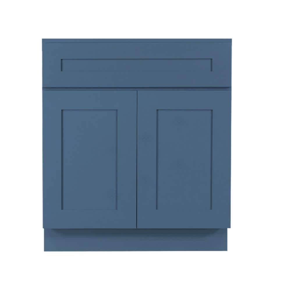 LIFEART CABINETRY Lancaster Blue Plywood Shaker Stock Assembled Sink ...