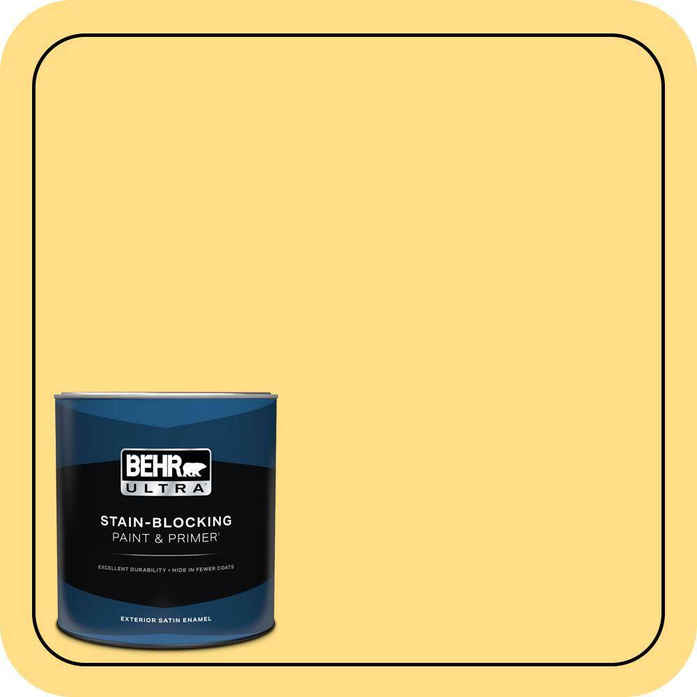 BEHR ULTRA 1 qt. #330B-5 Yellow Corn Satin Enamel Exterior Paint ...